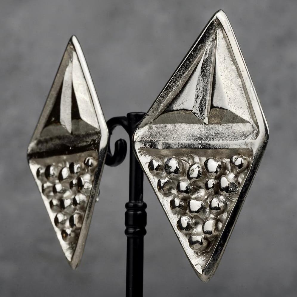 Vintage Massive YVES SAINT LAURENT Ysl Diamond Nugget Silver Earrings ...