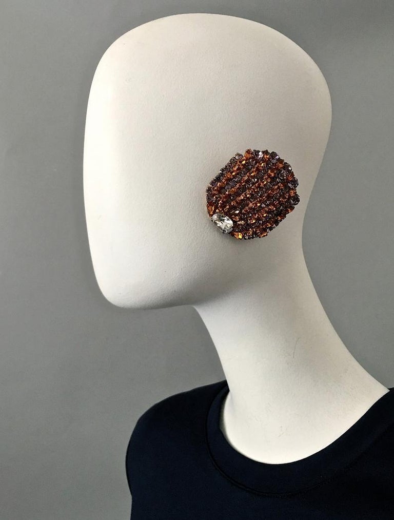 Vintage Massive YVES SAINT LAURENT Ysl Rhinestone Studded Earrings For ...