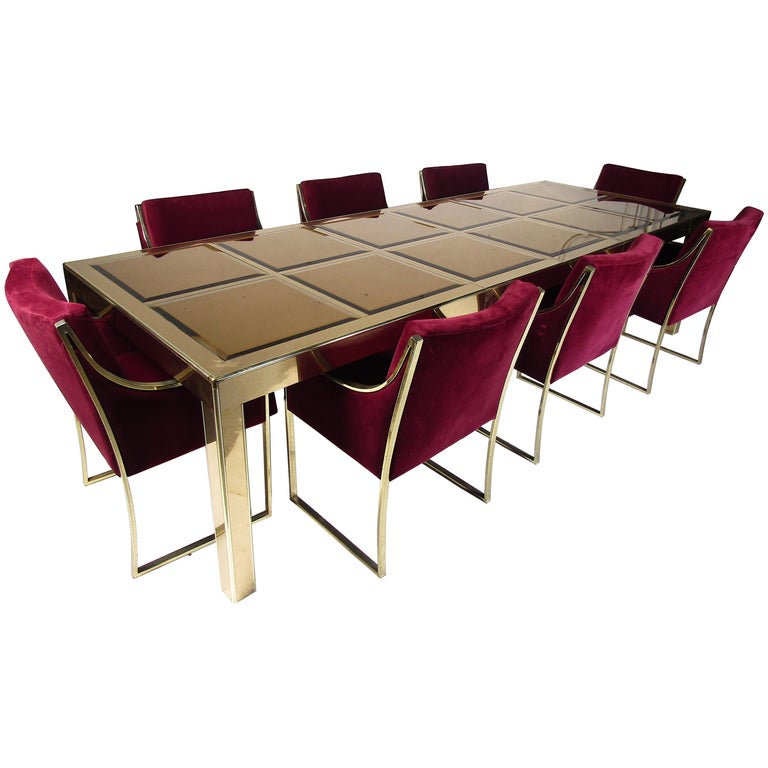 Vintage Mastercraft Dining Table with Eight Chairs For Sale at 1stDibs