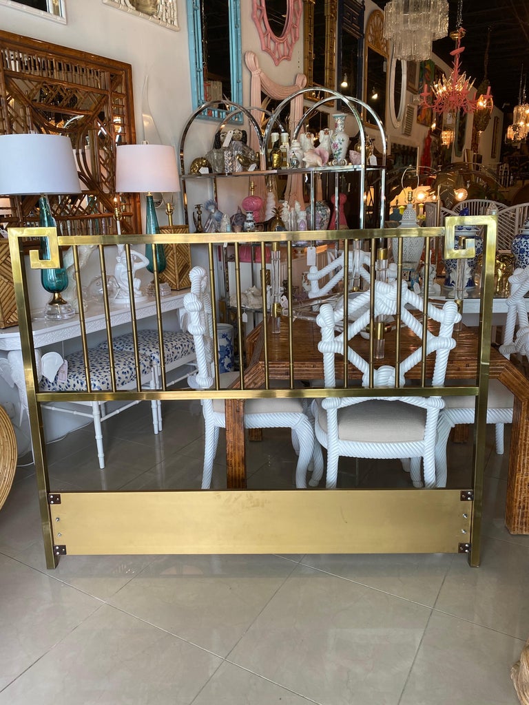 Vintage Mastercraft Greek Key Queen Size Brass Headboard at 1stDibs
