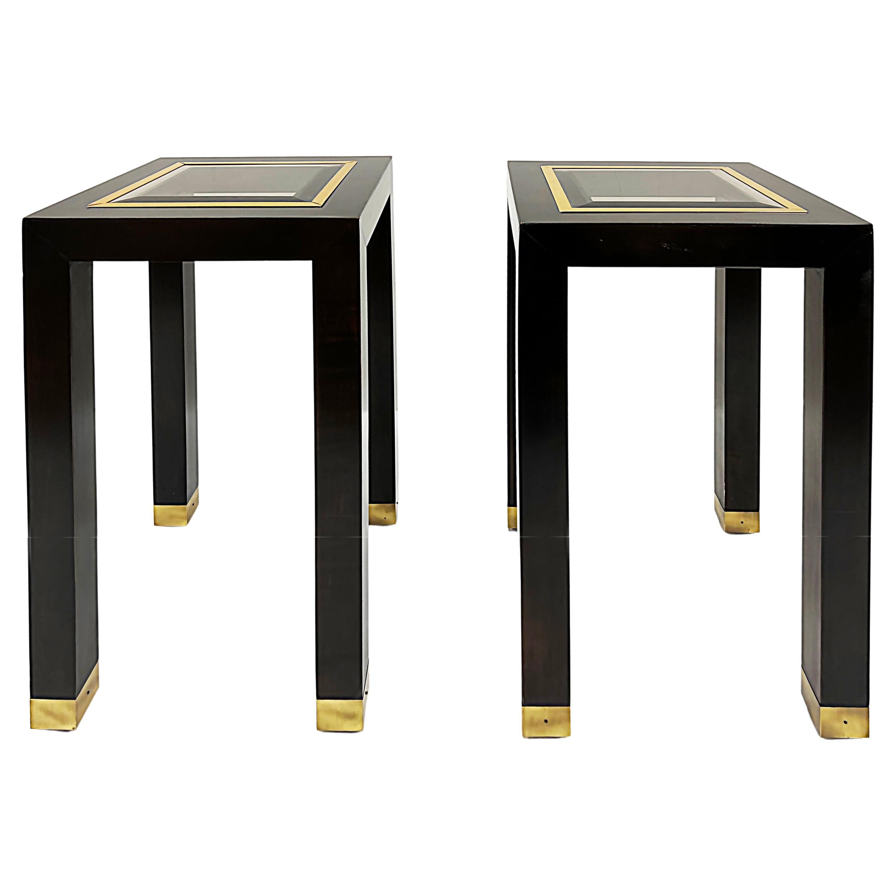Pair of Mid Century Brass Trifoil Side Tables by Mastercraft at 1stDibs