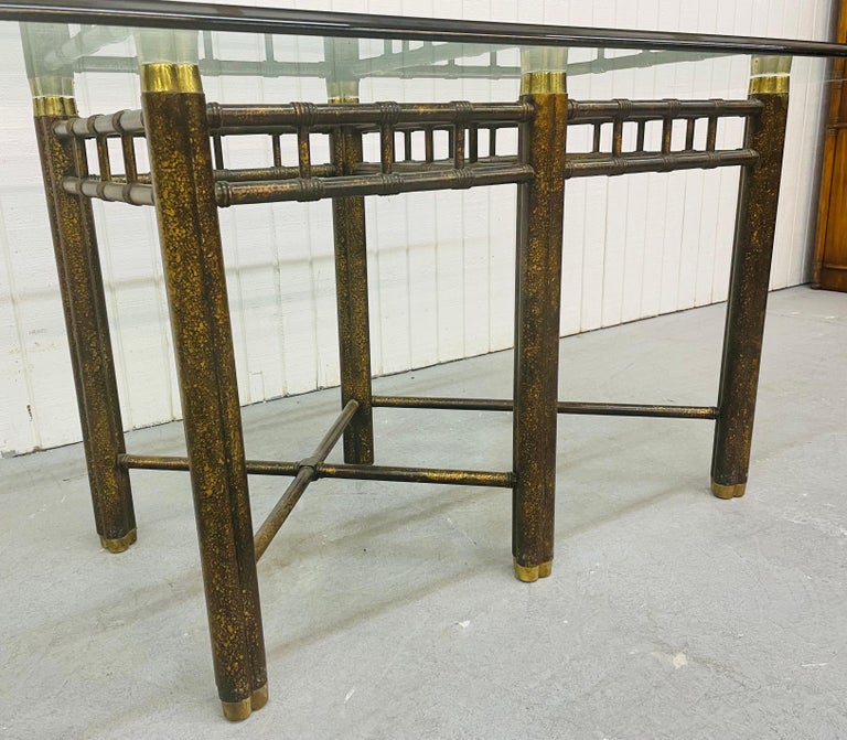 Vintage Mastercraft Style Faux Bamboo Glass Top Dining Table For Sale ...