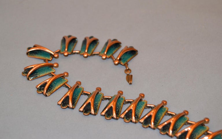 Vintage Matisse Costume Green Enamel With Copper Necklace, 1960s For ...