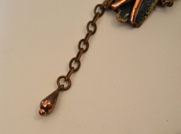 Vintage Matisse Costume Green Enamel With Copper Necklace, 1960s For ...