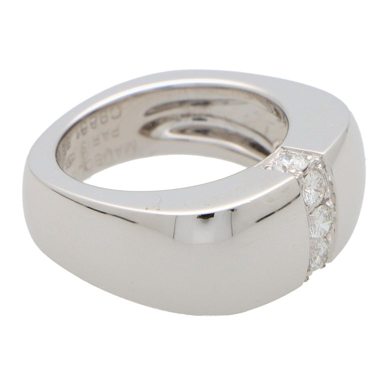 Vintage Mauboussin Paris Chunky Diamond Ring Set in 18k White Gold For ...
