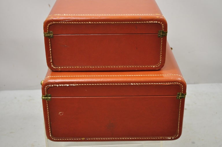 Vintage Maximillion New York Leather Orange Hard Shell Suitcase Luggage ...