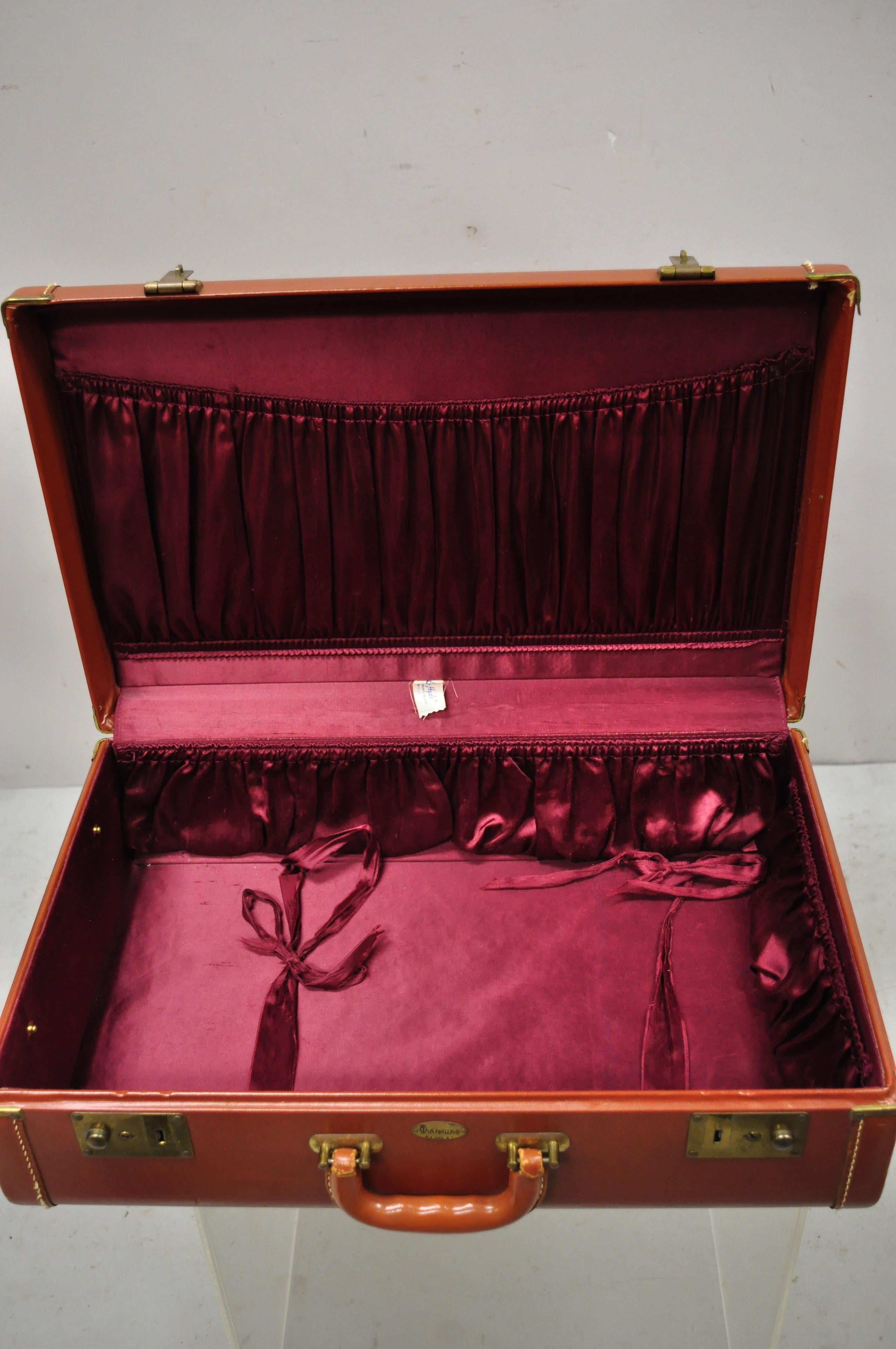 Vintage Maximillion New York Leather Orange Hard Shell Suitcase Luggage ...