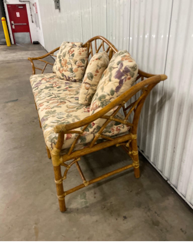 Vintage Mc Guire Chinoiserie Style Bamboo Sofa For Sale at 1stDibs