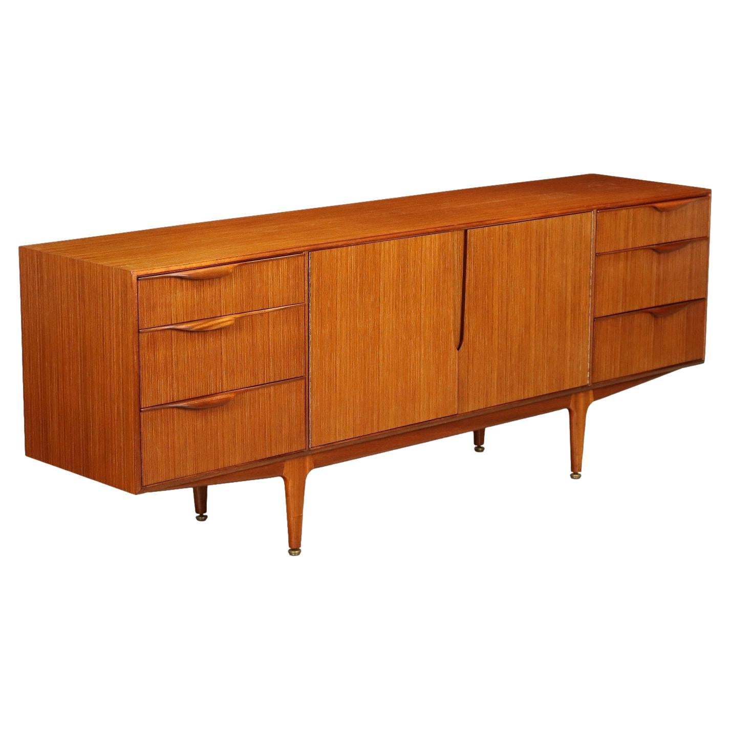 Sideboard Teak Veneer with Decorative Plate Varnished Metal, Italy ...