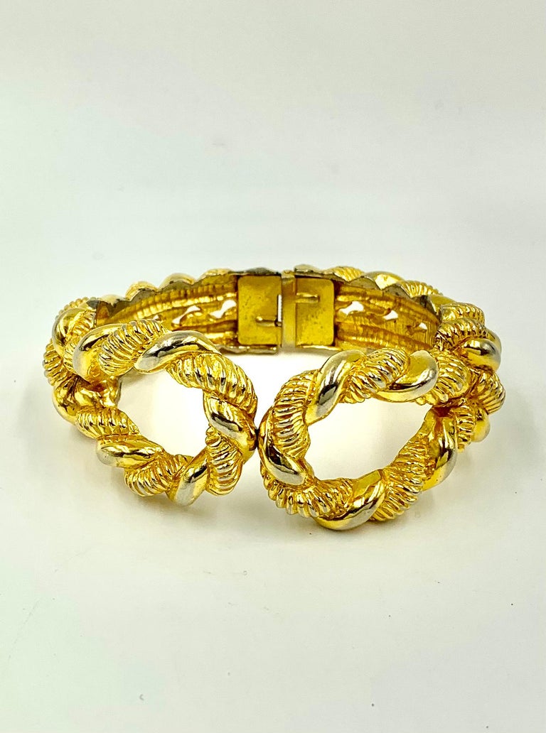 Vintage MCM 1960s Kenneth Jay Lane Nautical Rope Twist Cuff Bracelet ...