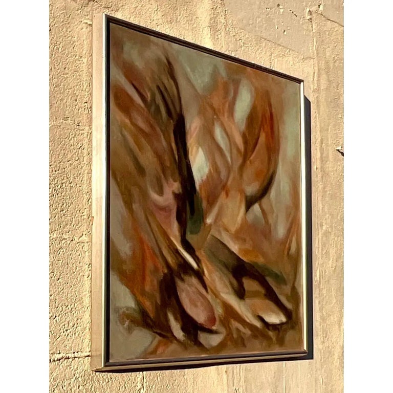 Vintage Mcm Abstract Original Oil Painting For Sale at 1stDibs