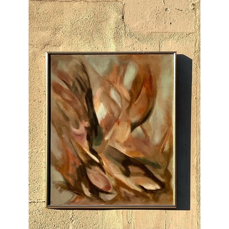 Vintage Mcm Abstract Original Oil Painting For Sale at 1stDibs