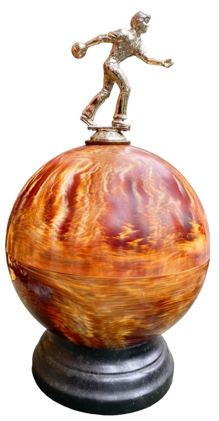 Vintage MCM Bowling Ball Cocktail Dispenser and Shot Glass Set For Sale ...