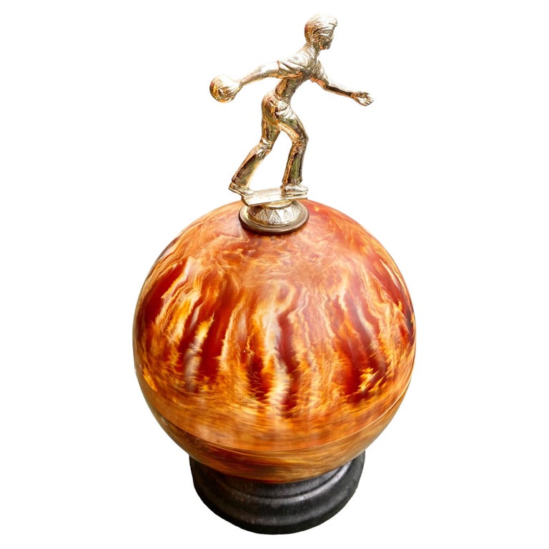 Vintage MCM Bowling Ball Cocktail Dispenser and Shot Glass Set For Sale ...