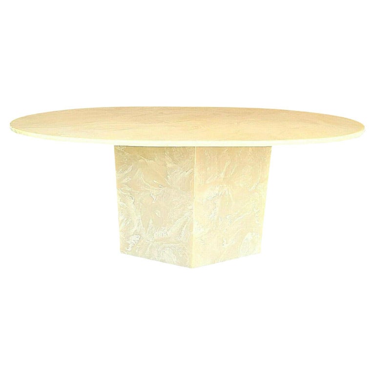 Vintage MCM Faux Marble 'Solid Resin' Oval Dining Table For Sale at 1stDibs