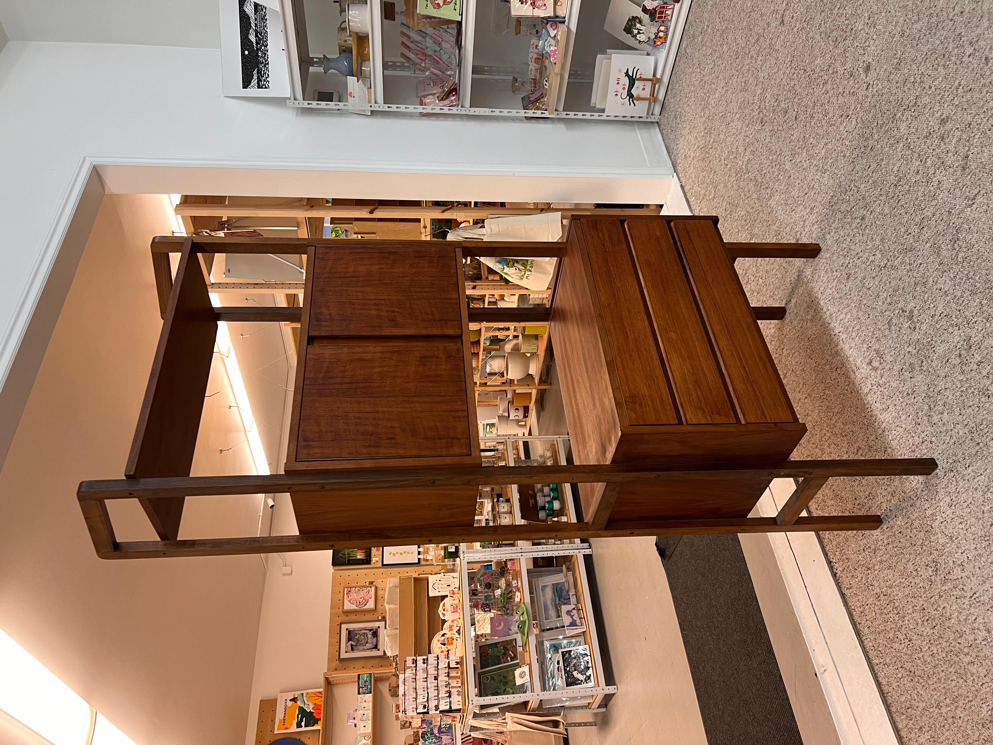 Vintage MCM Free Standing Room Divider Wall Unit Cabinet with 3-Drawers ...