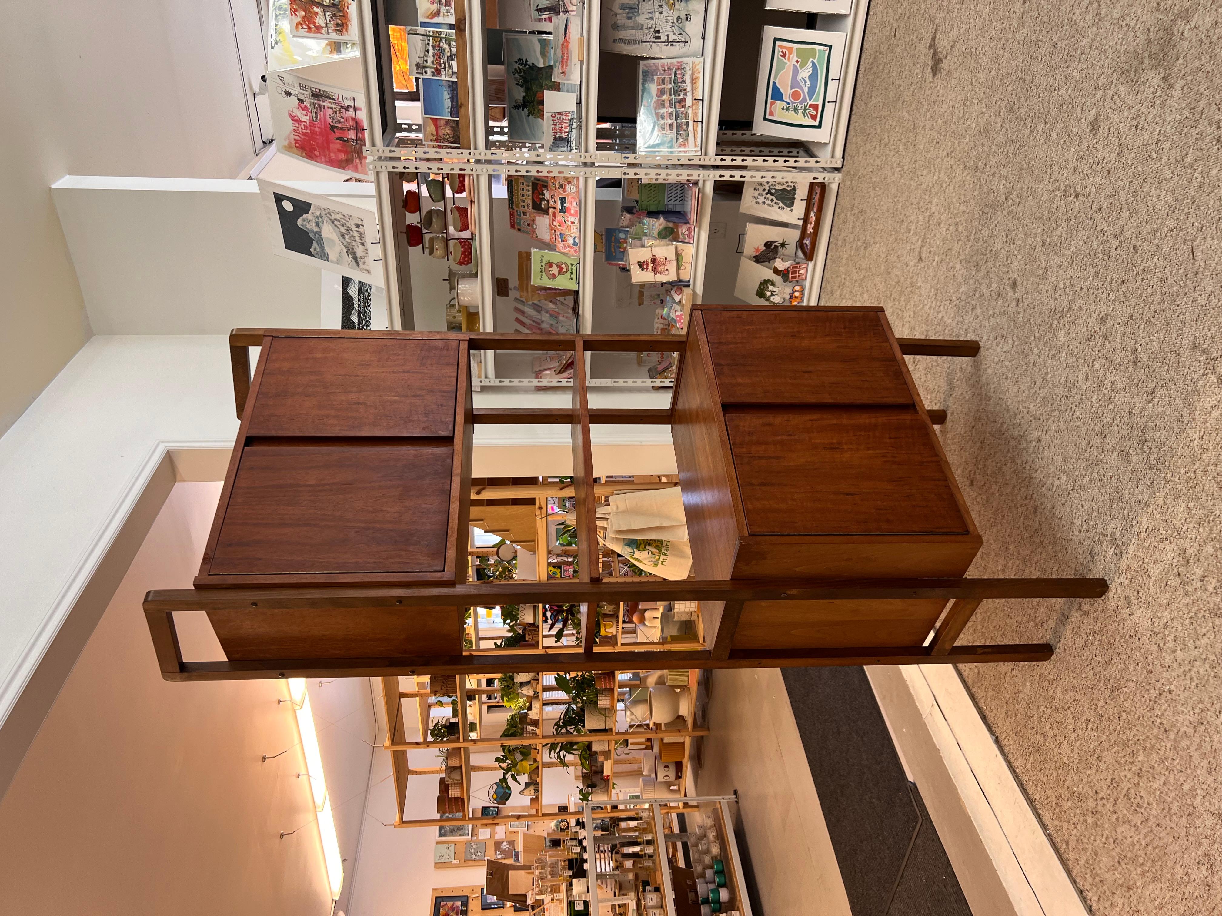 Vintage MCM Free Standing Room Divider Wall Unit Cabinet with 3-Drawers ...