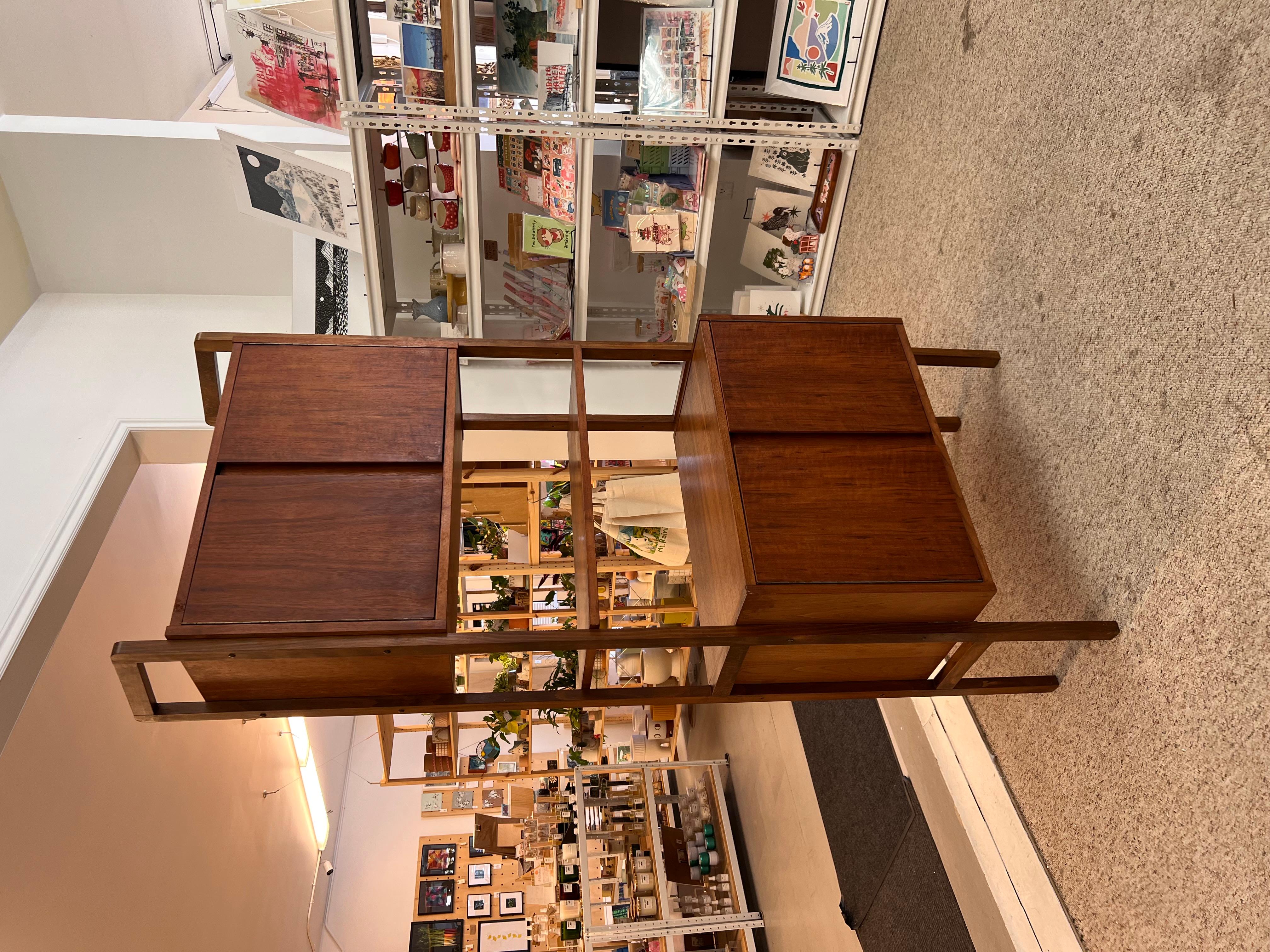 Vintage MCM Free Standing Room Divider Wall Unit Cabinet with 3-Drawers ...