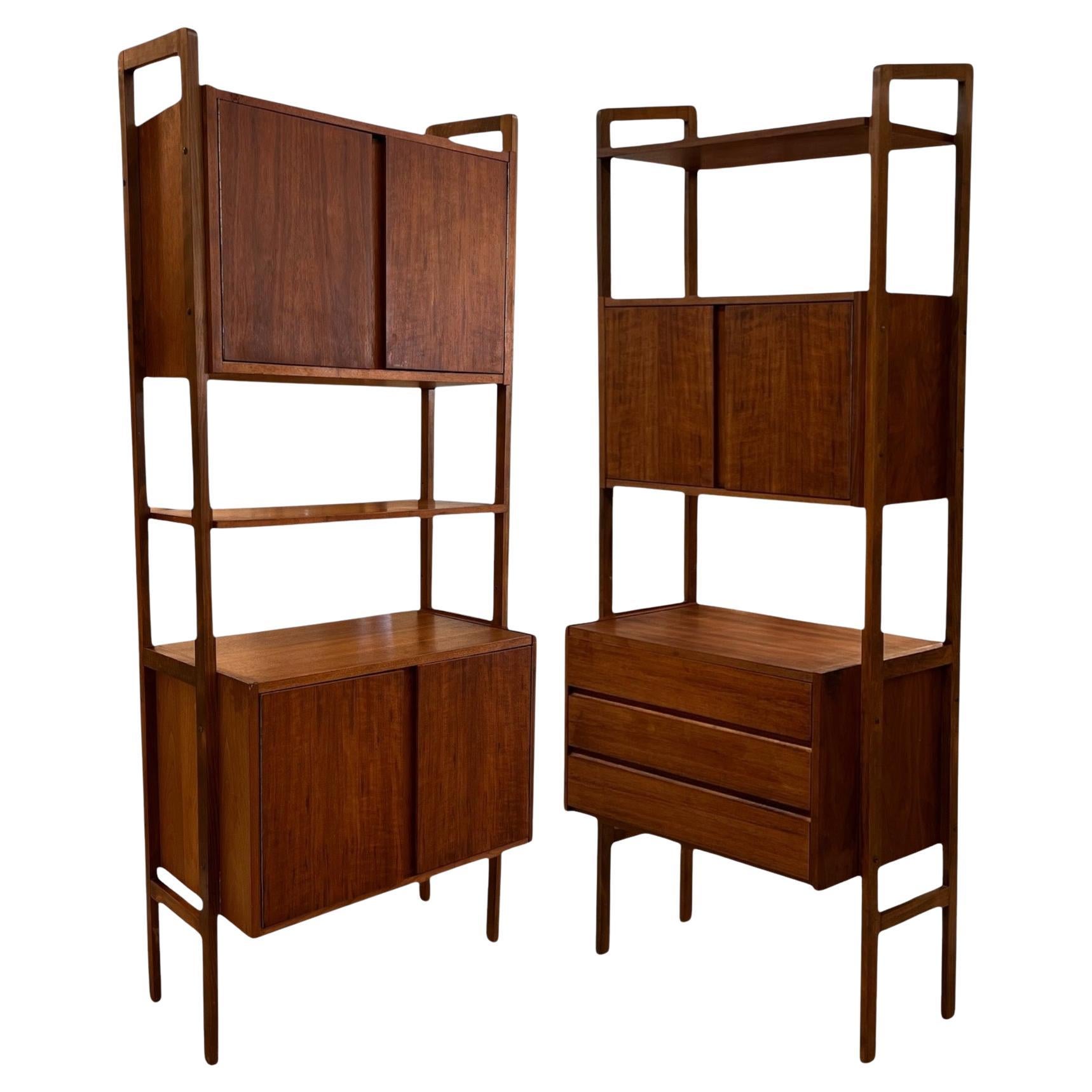 Vintage MCM Free Standing Room Divider Wall Unit Cabinet with 3-Drawers ...