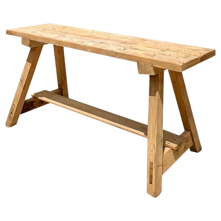 Vintage MCM French Plank Console Table For Sale at 1stDibs