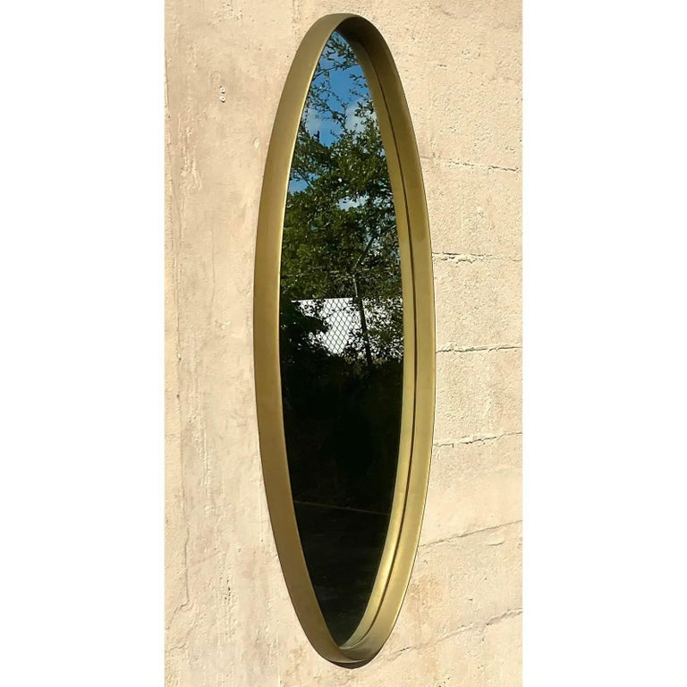 Vintage MCM Gilt Oval Mirror For Sale at 1stDibs