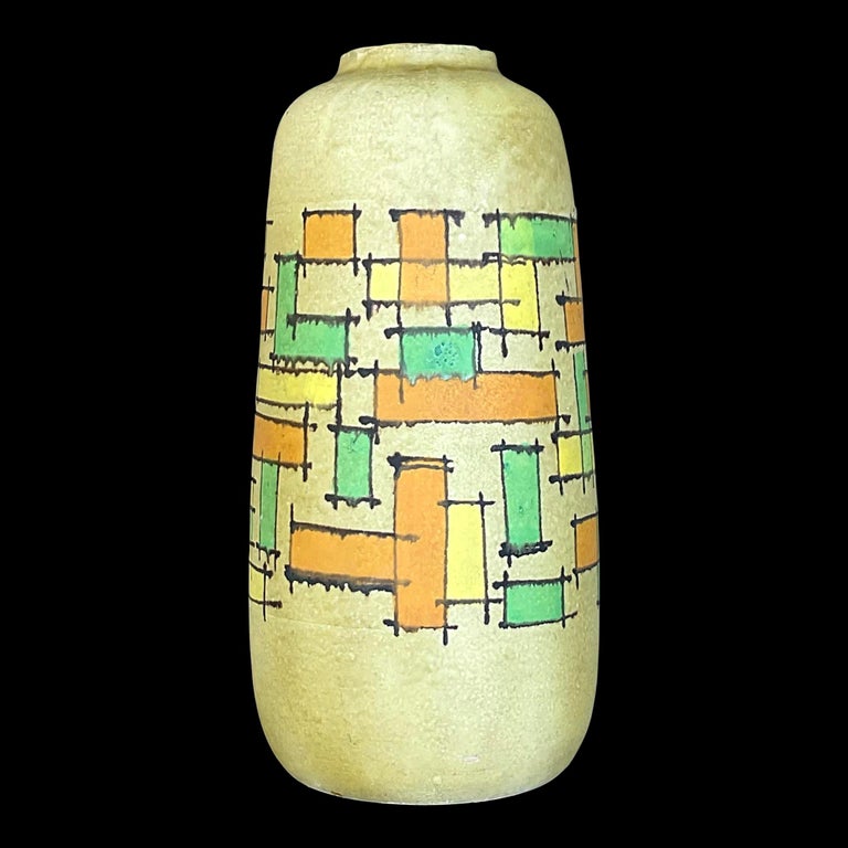 Vintage MCM Italian Hand Painted Ceramic Vase For Sale at 1stDibs