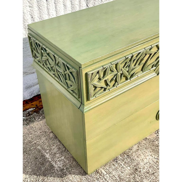 Vintage MCM James Mont Carved Bamboo Double Dresser For Sale at 1stDibs