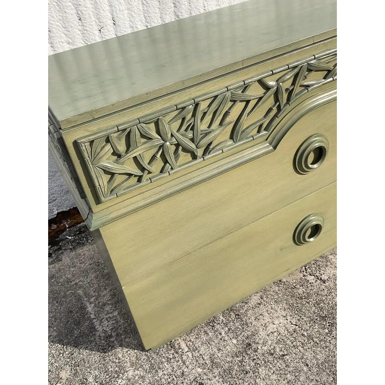 Vintage MCM James Mont Carved Bamboo Double Dresser For Sale at 1stDibs