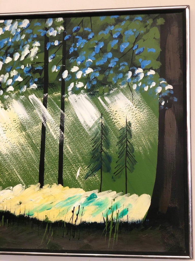 Vintage Mcm Mid-Century Modern Signed Framed Forest Original Painting ...