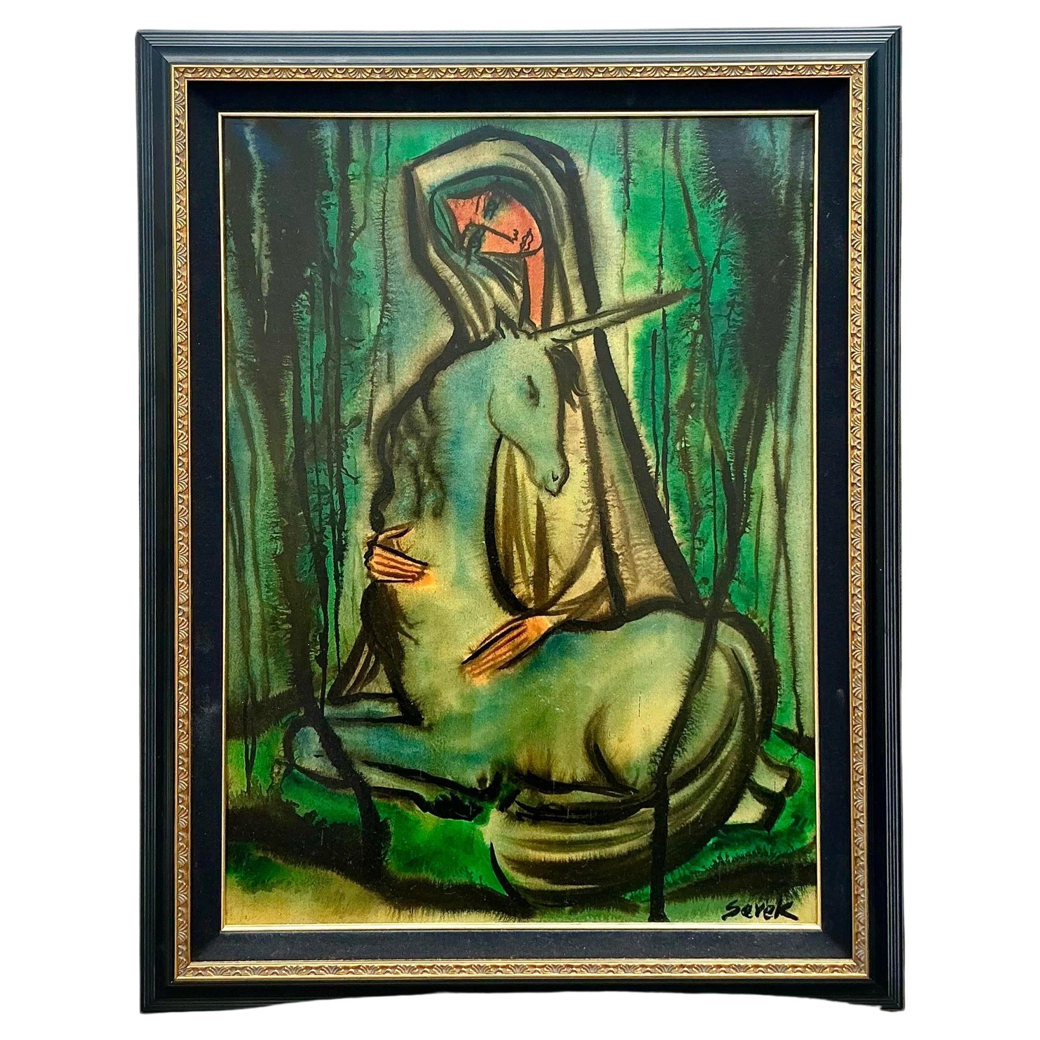 Vintage MCM Original Figurative Oil Painting on Canvas For Sale at 1stDibs