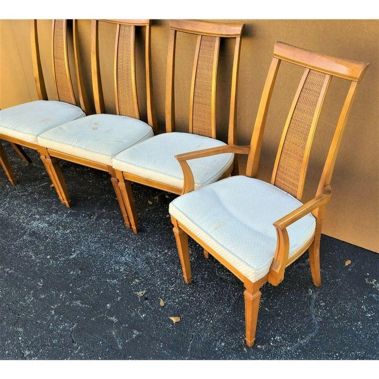 Vintage MCM Wicker Back Dining Chairs Set of 5 For Sale at 1stDibs