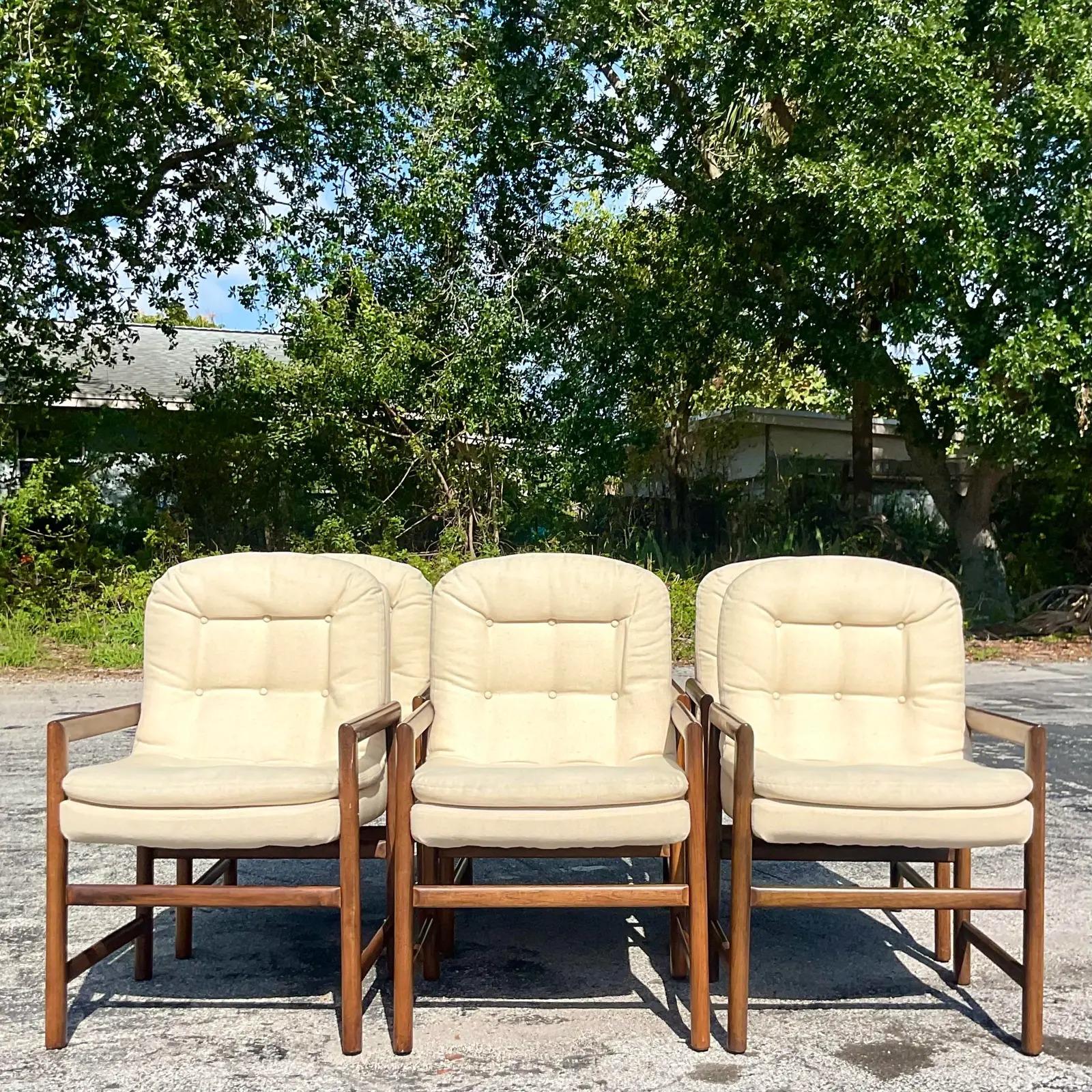 Vintage MCM Wood Frame Dining Chairs - Set of 6 at 1stDibs | mcm dining ...