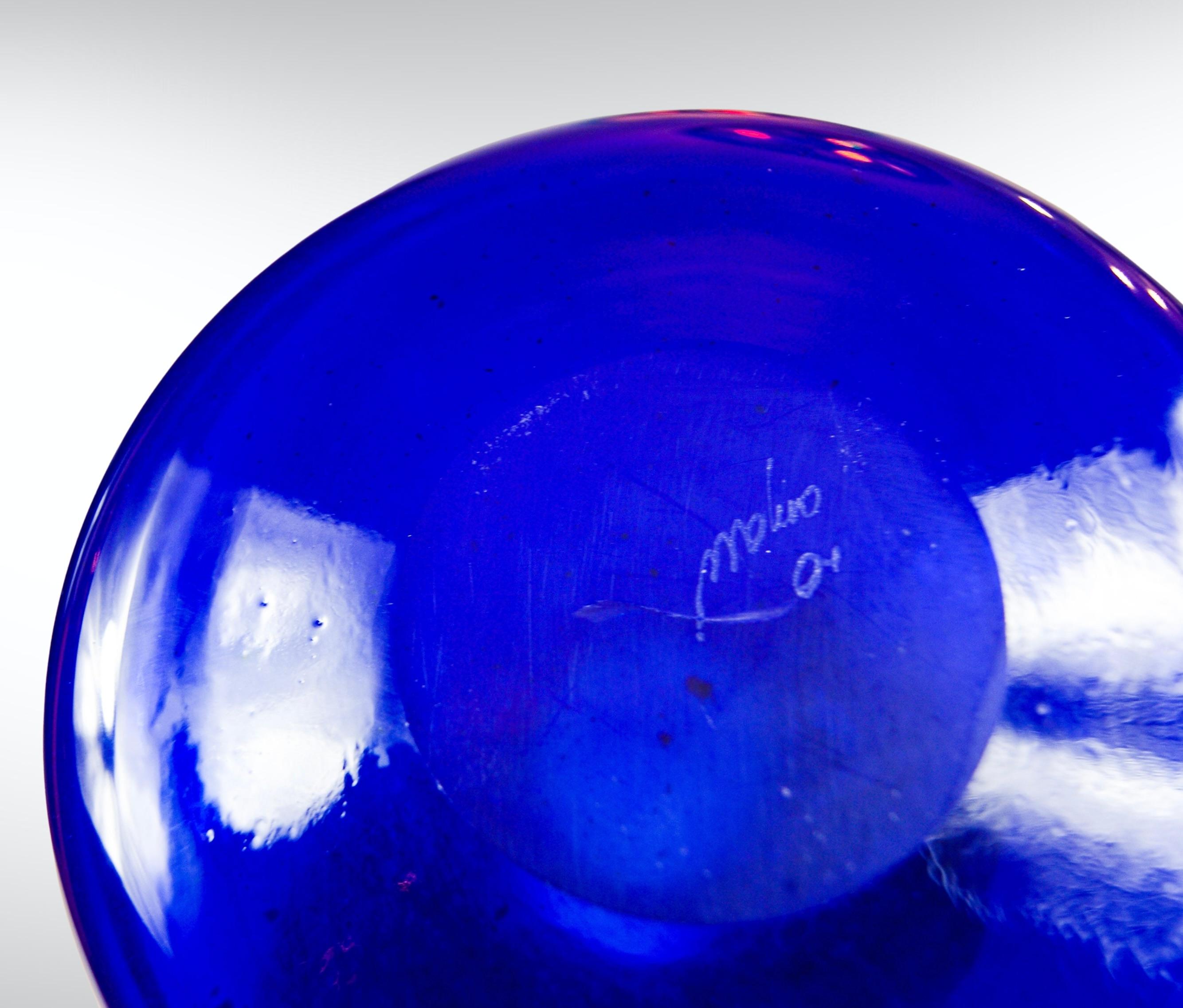 Vintage Mdina Glass Cobalt Blue Organic Shaped Tall Vase at 1stDibs