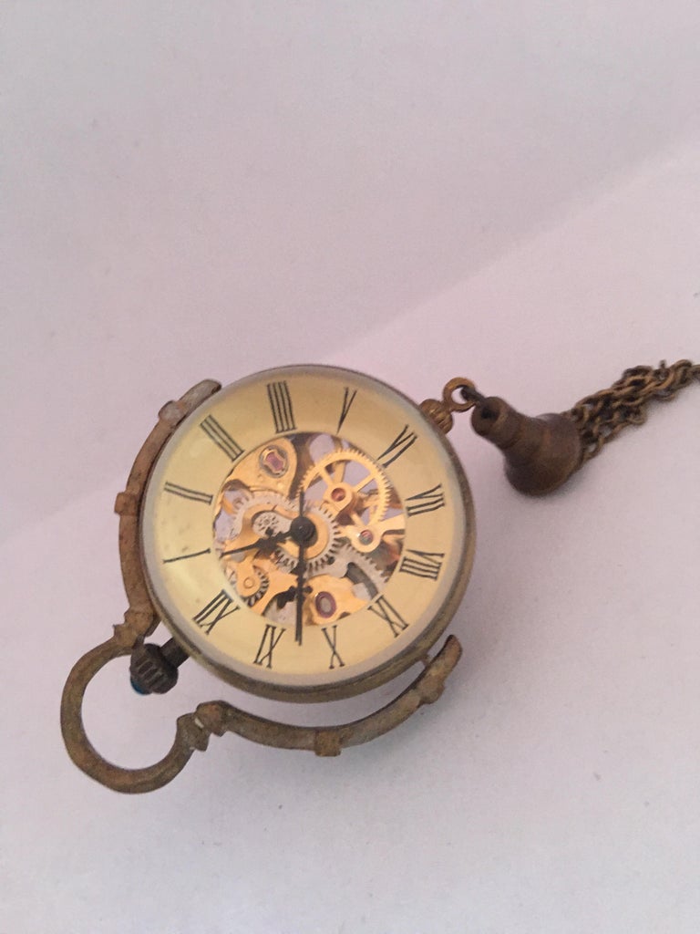 Vintage Mechanical Visible Escapement or Skeleton Pendant Ball Watch ...