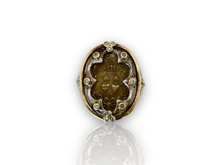 Vintage Medal Sacred Heart Ring For Sale at 1stDibs
