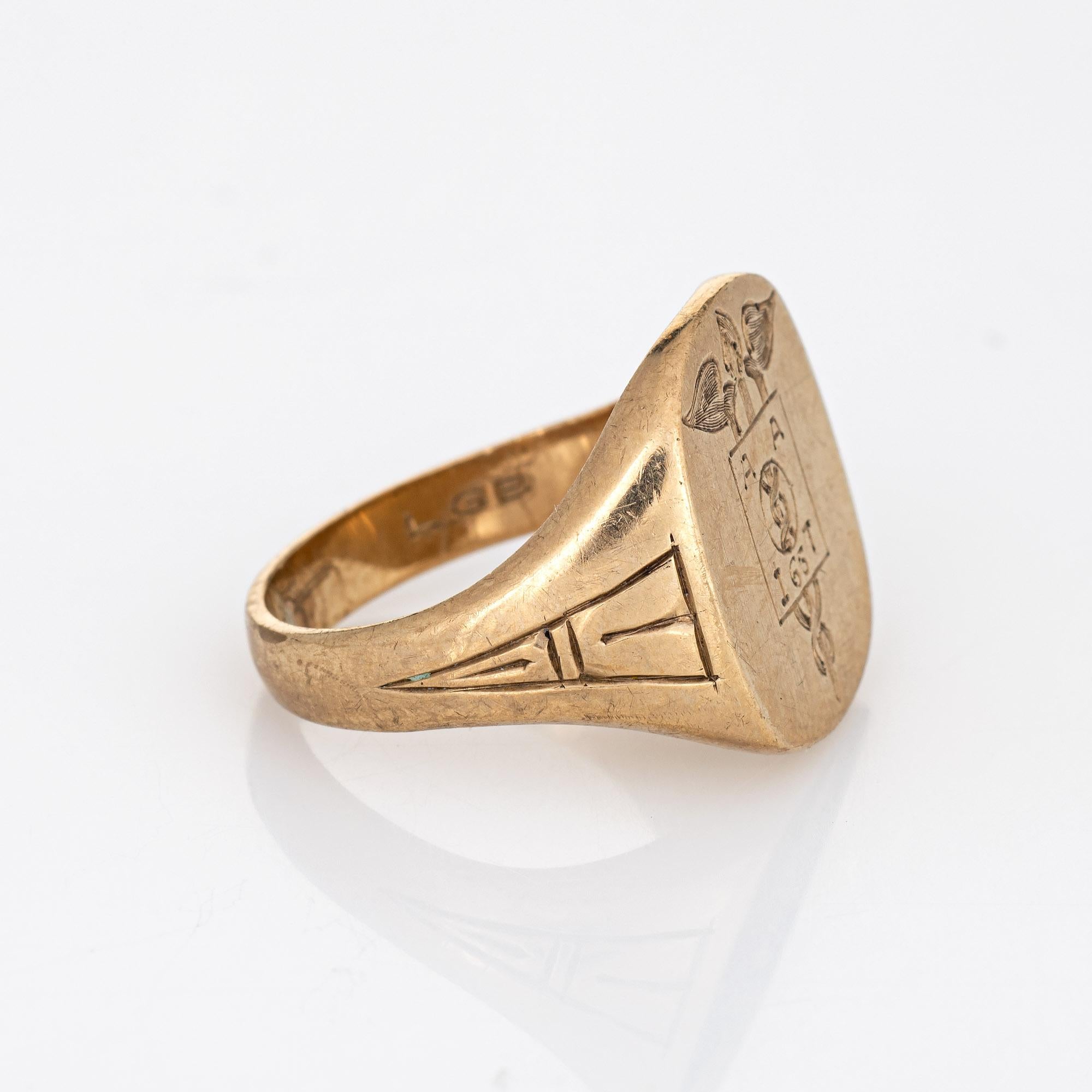 Vintage Medical Caduceus Ring C1965 10k Yellow Gold Signet Band at 1stDibs