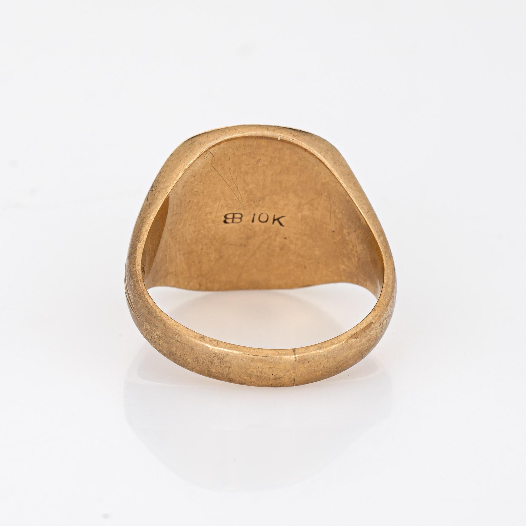 Vintage Medical Caduceus Ring C1965 10k Yellow Gold Signet Band at 1stDibs