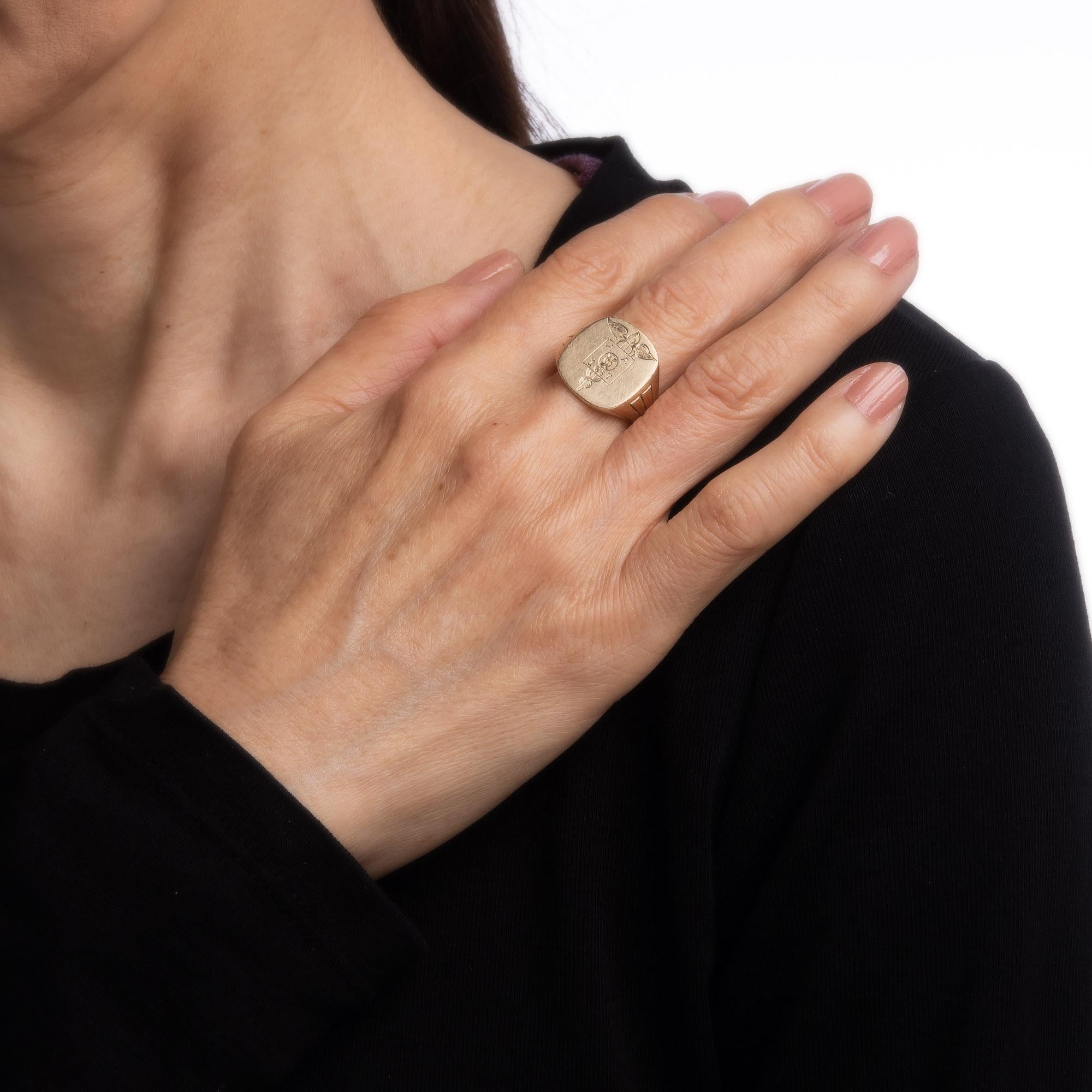 Vintage Medical Caduceus Ring C1965 10k Yellow Gold Signet Band at 1stDibs