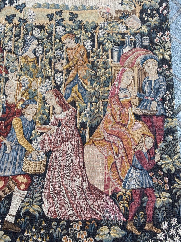 Vintage Medieval Design Aubusson Tapestry Halluin Tapestry at 1stDibs