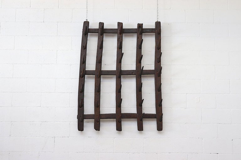 Vintage Medieval Style Wood Plough Coat Rack at 1stDibs