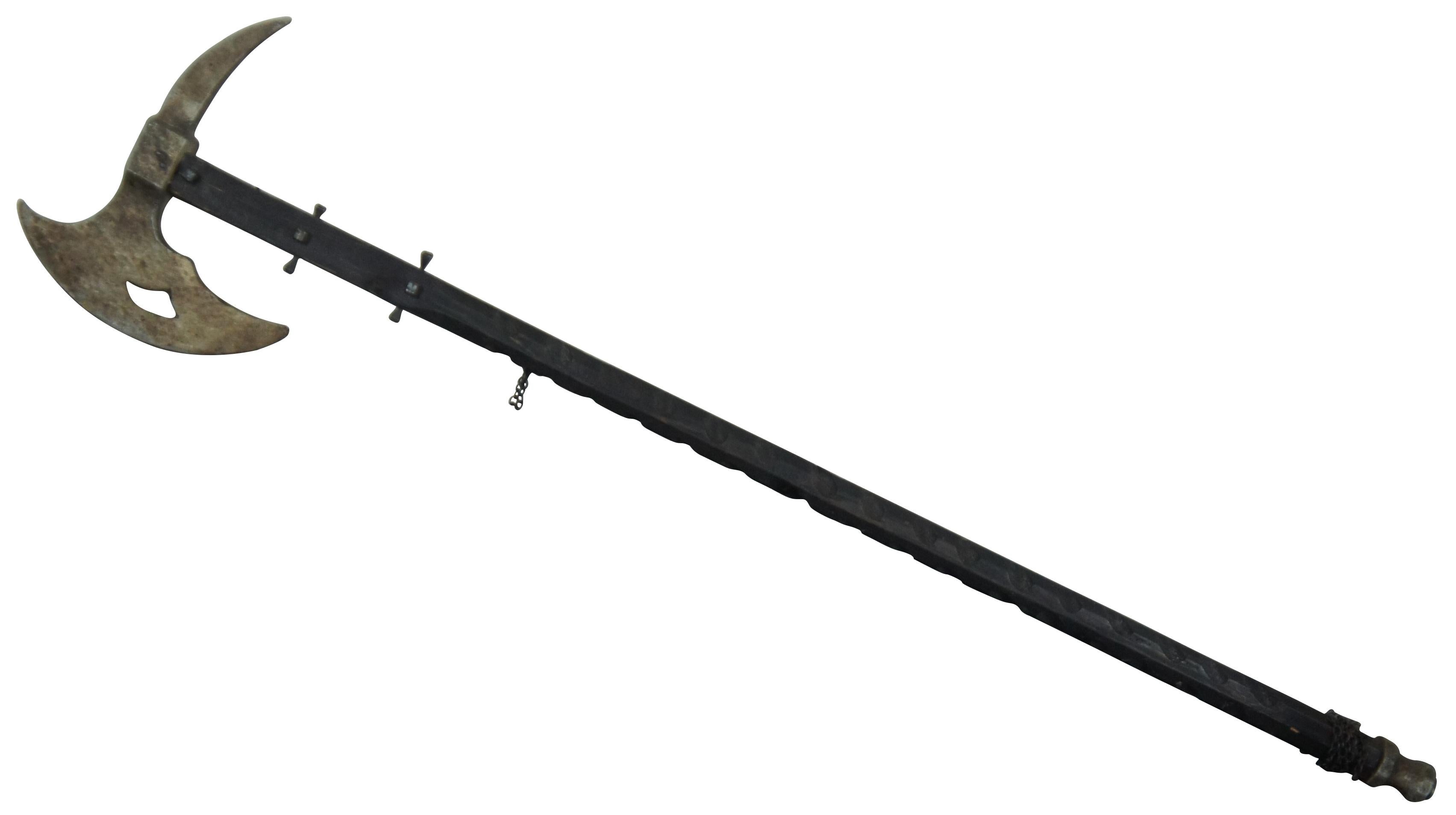 Vintage Medieval Tribal Combat Battle Axe Gothic Black Wood Handle ...