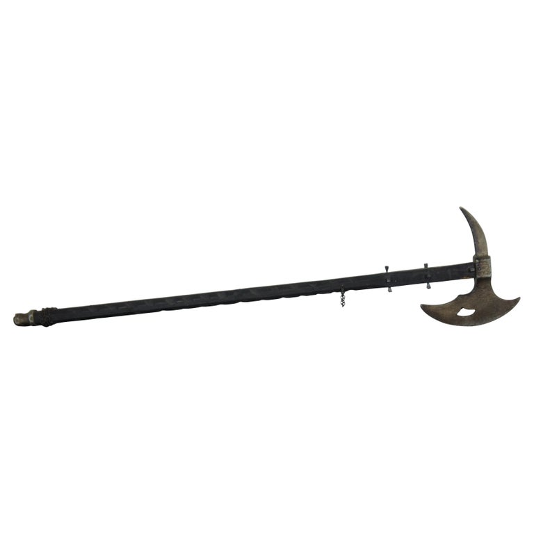 Vintage Mediaeval Tribal Combat Battle Axe Gothic Black Wood Handle ...