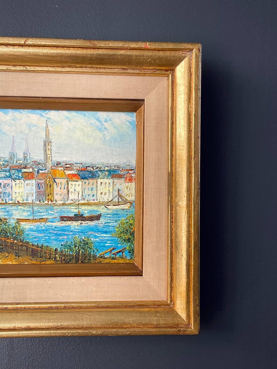 Vintage Mediterranean Port Painting by David Crespi For Sale at 1stDibs