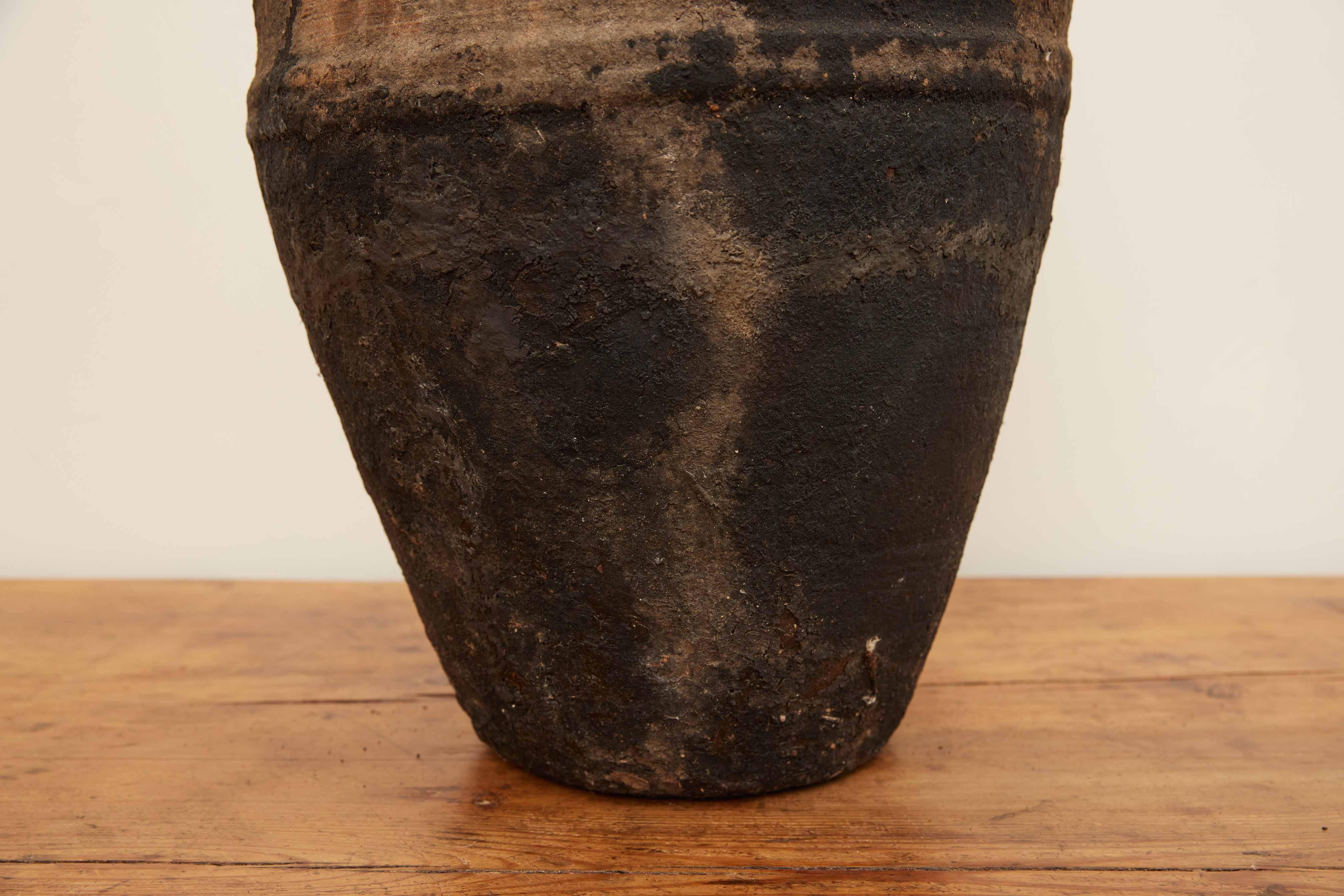 Vintage Medium Black Olive Pot For Sale at 1stDibs