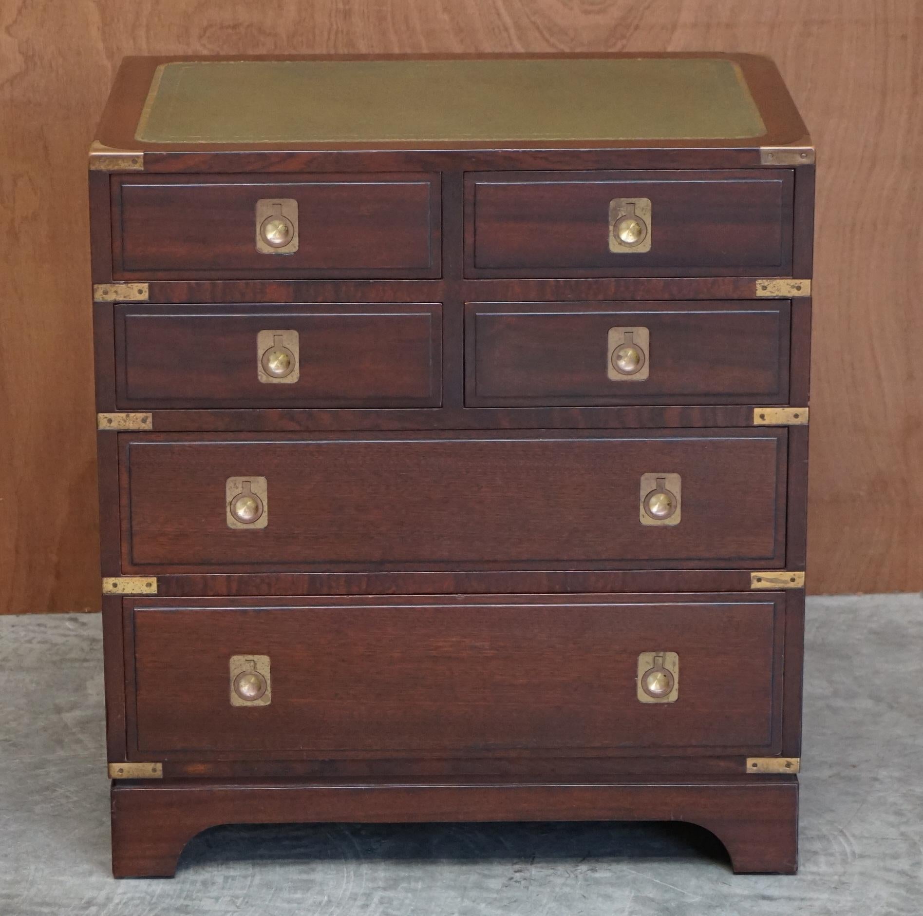 Vintage Medium Sized Military Campaign Chest of Drawers with Green ...