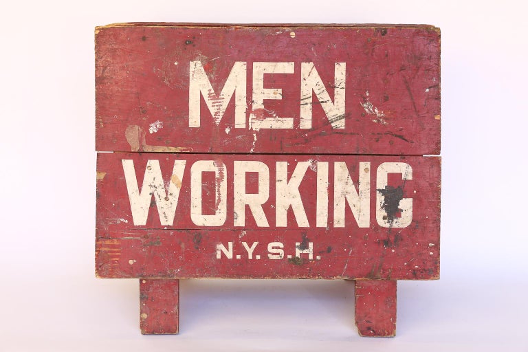 Vintage Men Working Sign at 1stDibs