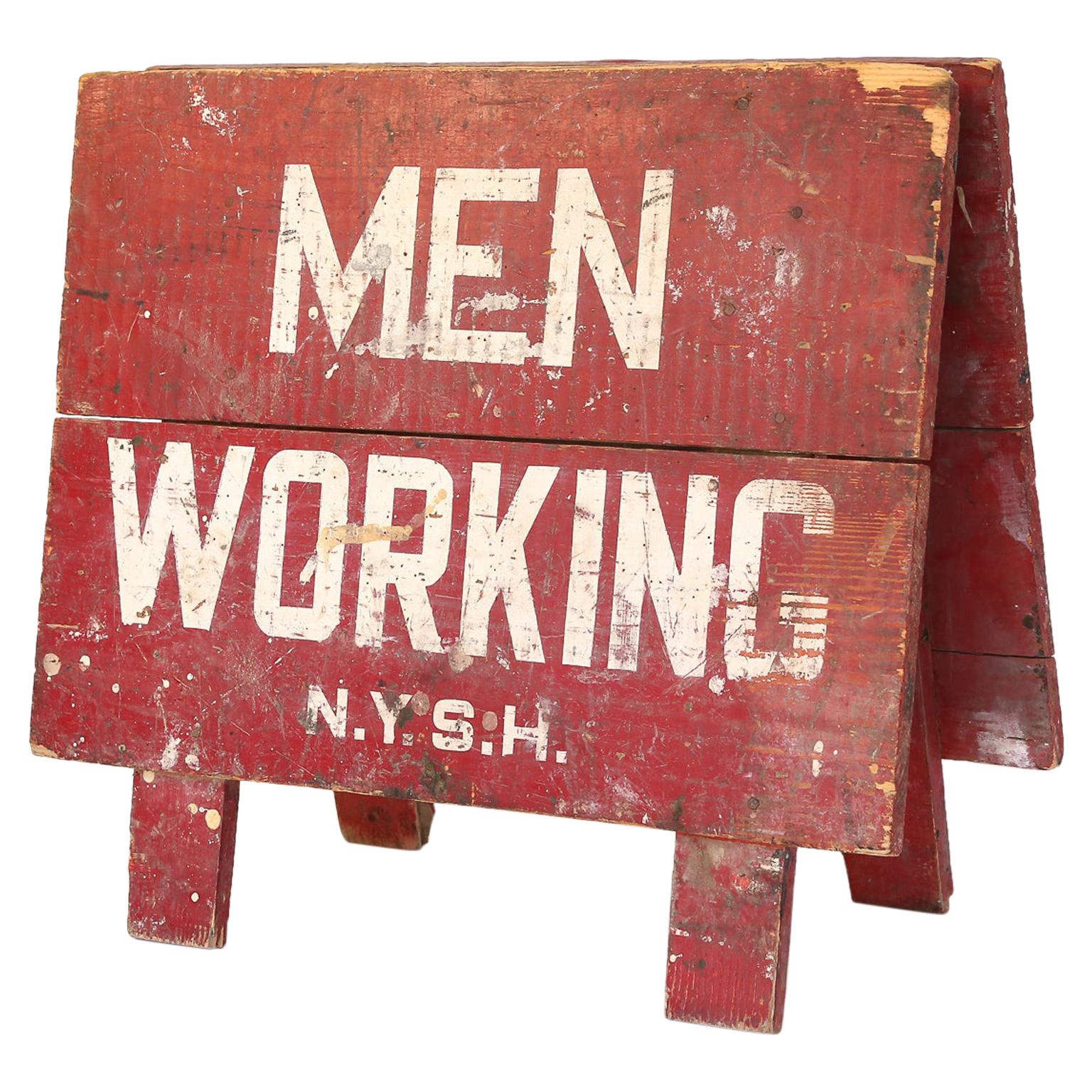 Vintage Men Working Sign at 1stDibs