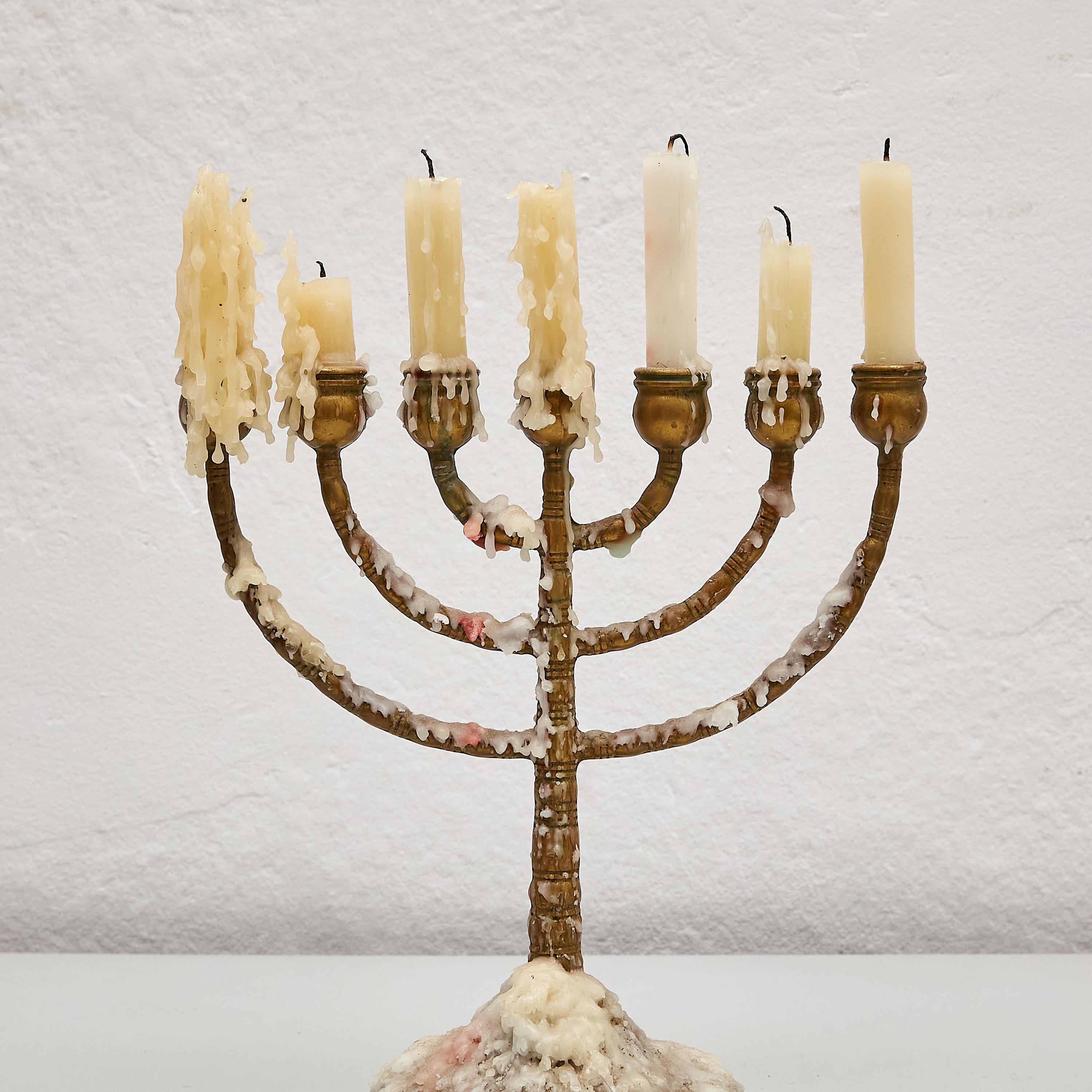 Vintage Menora Candle Holder, circa 1950 For Sale at 1stDibs