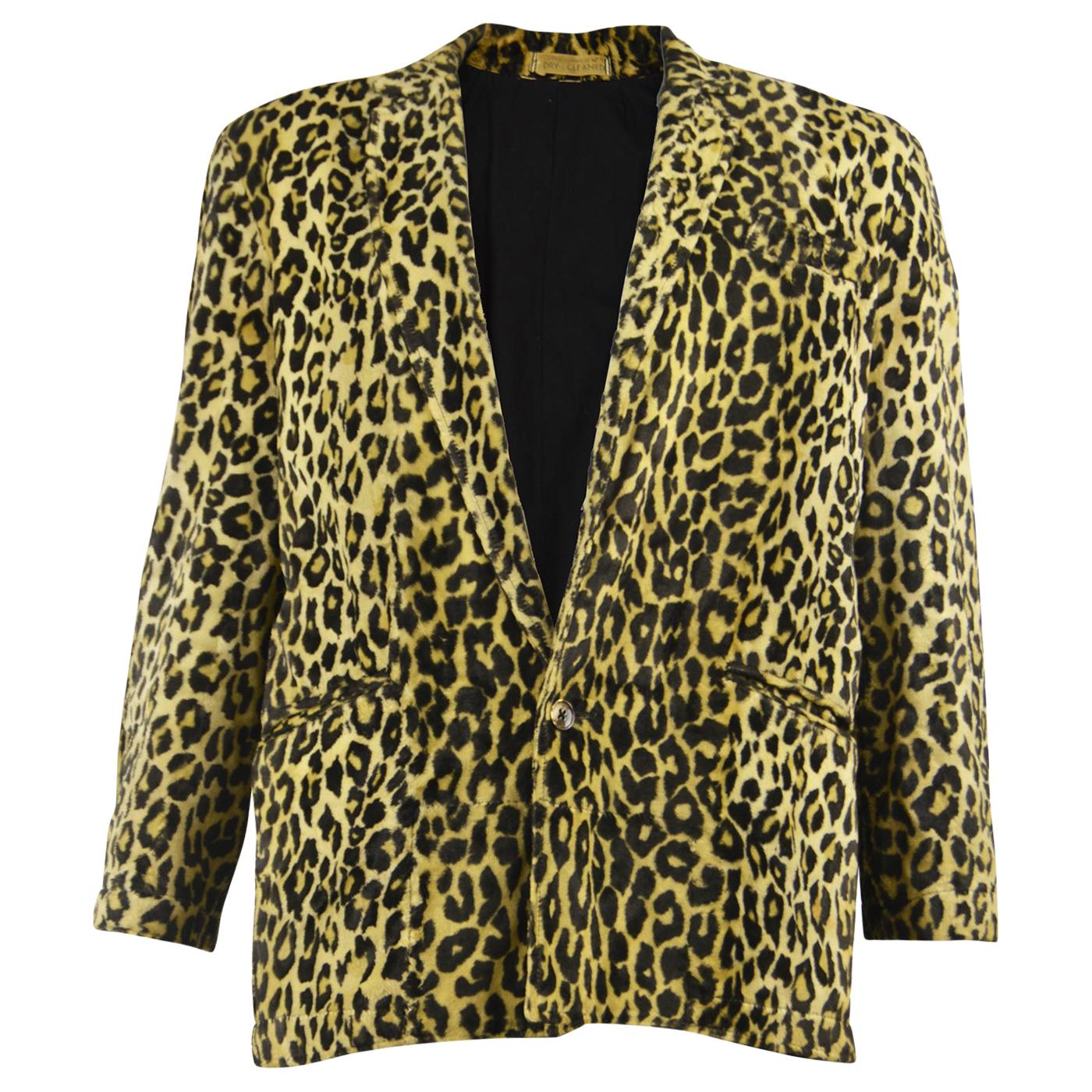 Vintage Men's Faux Fur Leopard Print Rock N Roll Blazer Jacket, 1980s ...