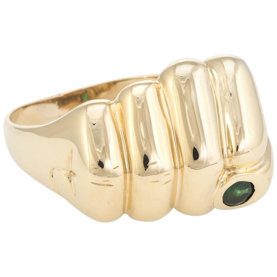 Vintage Mens Fist Pump Ring Tourmaline 9 Karat Yellow Gold Estate Fine ...